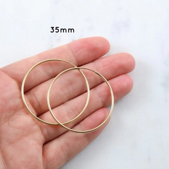Jewelry | 14k Yellow Gold 3mm Thin Endless Hoop Earrings | Poshmark